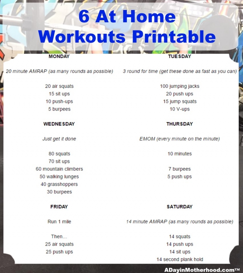 6 At Home Workouts Tips and Printable
