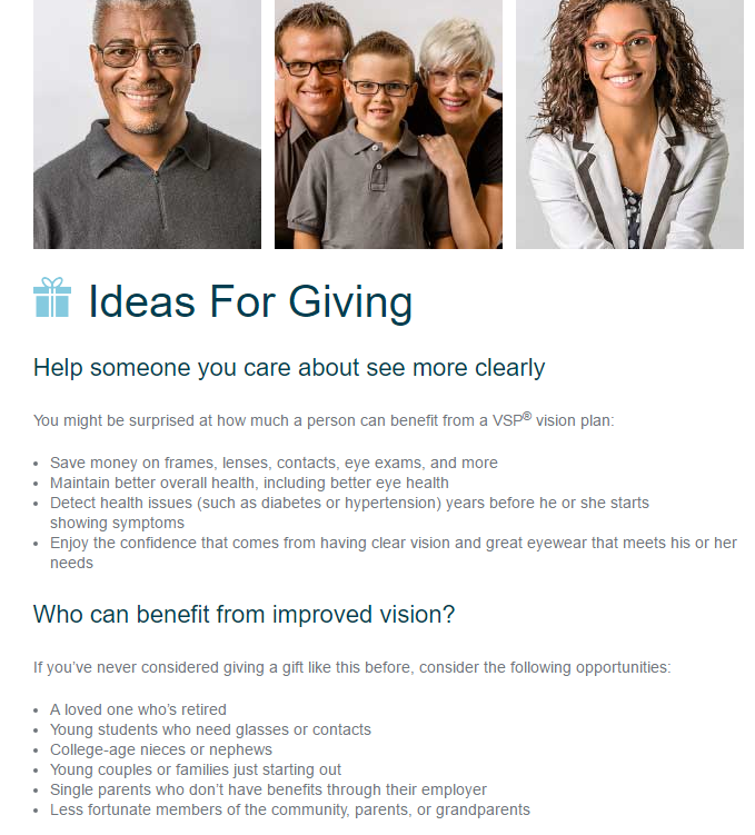 Give the Gift of Sight and WIN a VSP Direct Individual Vision Plan for ...